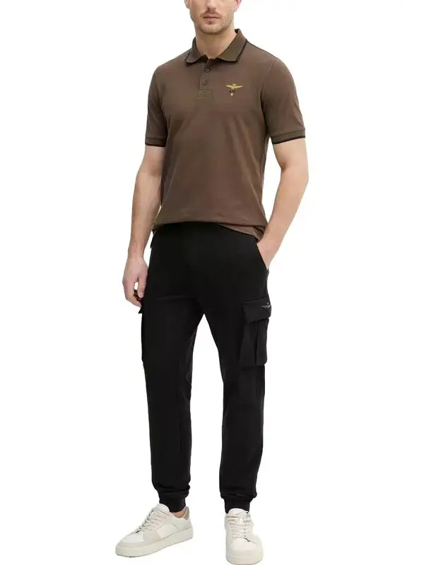 AERONAUTICA MILITARE Logo-embroidered Polo Shirt - Brown