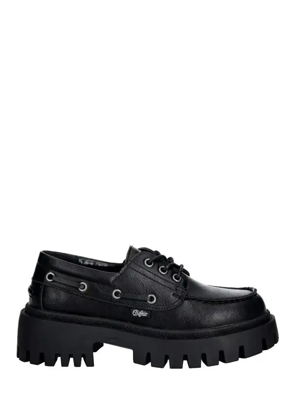 BUFFALO Surge Boat Chunky-sole Platform Derby Shoes - Black