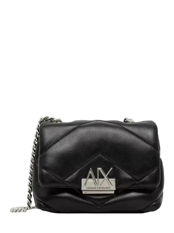 Armani Exchange Mini Quilted Logo-plaque Shoulder Bag - Black