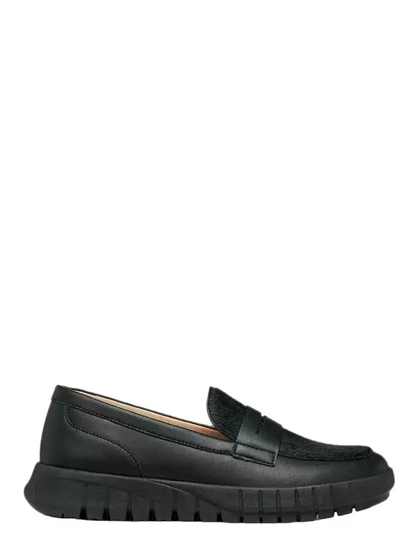 Geox Flextride Calf Hair-panel Loafers - Black