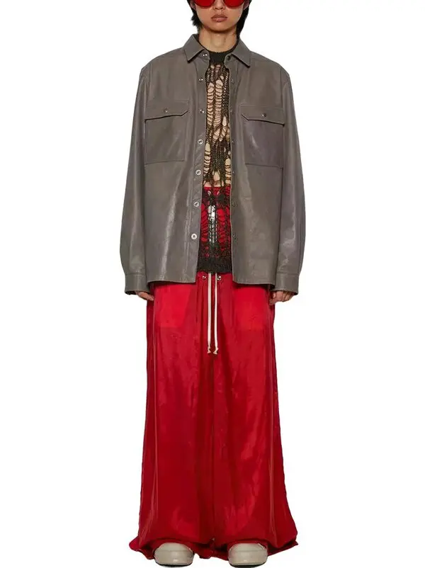 Rick Owens Giacca In Pelle Outershirt - Grey