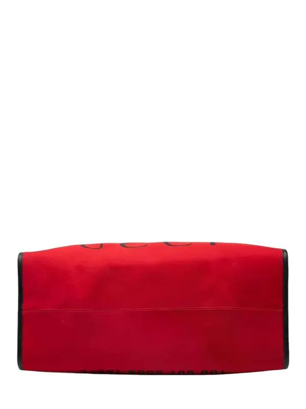 Gucci 100th Anniversary Script Logo Shopping Tote Satchel - Red