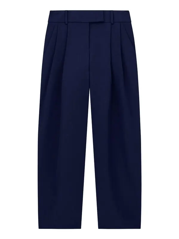 Giorgio Armani Trousers Wide-leg With Double Pleats In Silk Crepe Cady - Blue