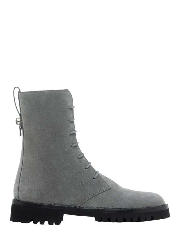 Giorgio Armani Lace-up Split Leather Boots - Grey