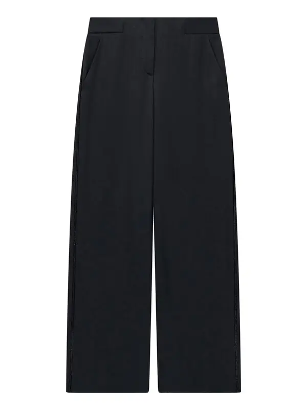 Giorgio Armani Embroidered Trouser Sera Regular Fit Satin Rhinestone Trim - Patterned