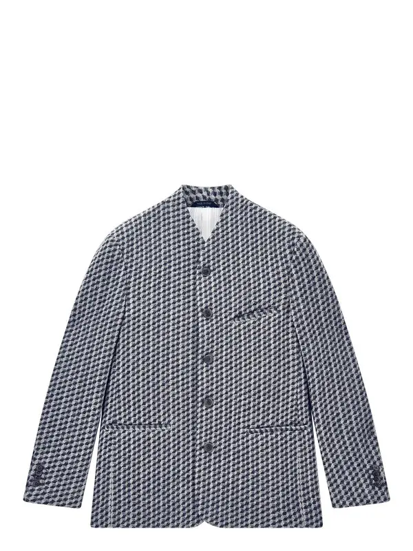 Giorgio Armani Blazer Regular Fit Geometric Wool And Cashmere Jacquard - Black