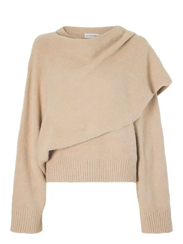 Altuzarra Scarf-detailed Organic Cotton Knitted Sweater - Beige