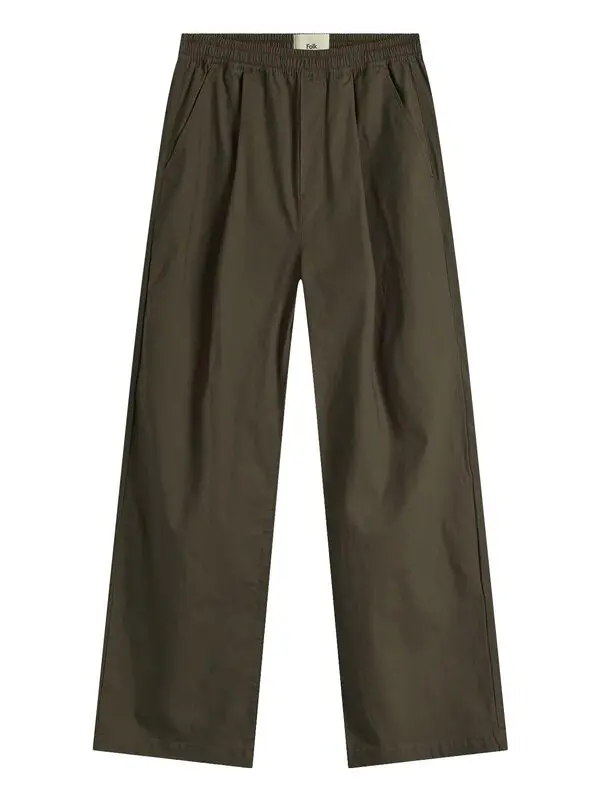 Folk Drawcord Loose Trousers - Dark Olive Ripstop