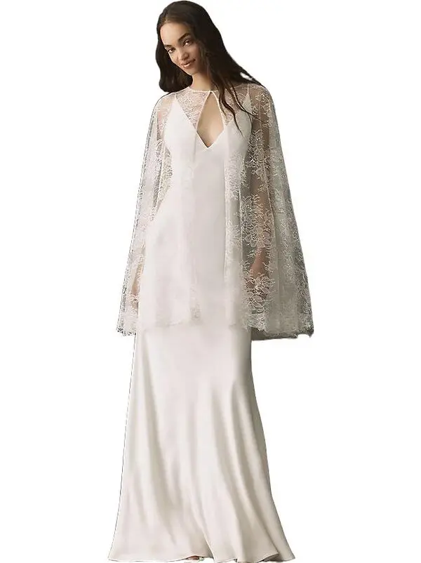 Watters Winnie Cape Floral Lace - Ivory