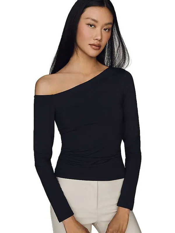 Maeve Off-shoulder Long-sleeve Top - Black