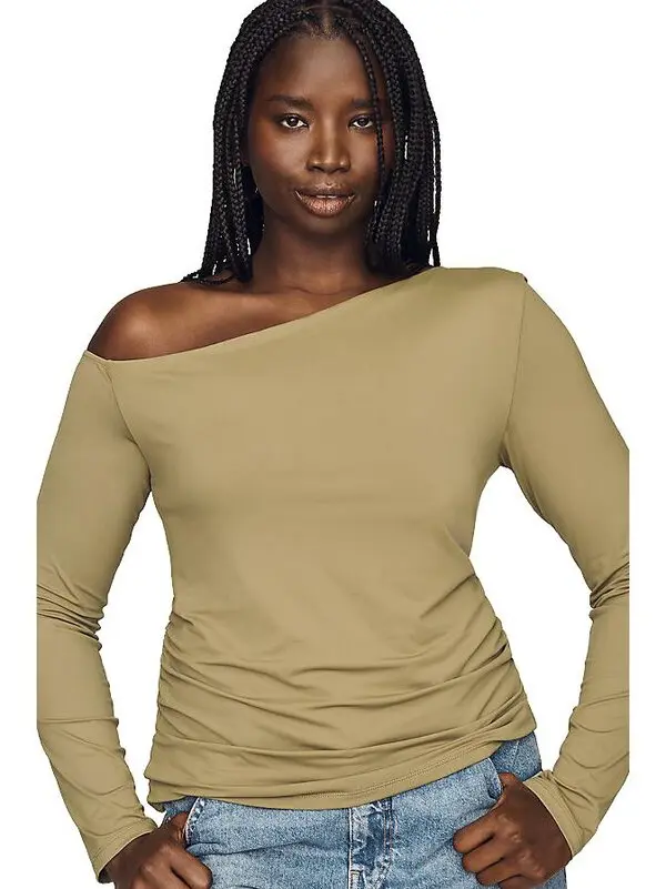 Maeve Off-shoulder Long-sleeve Top - Olive