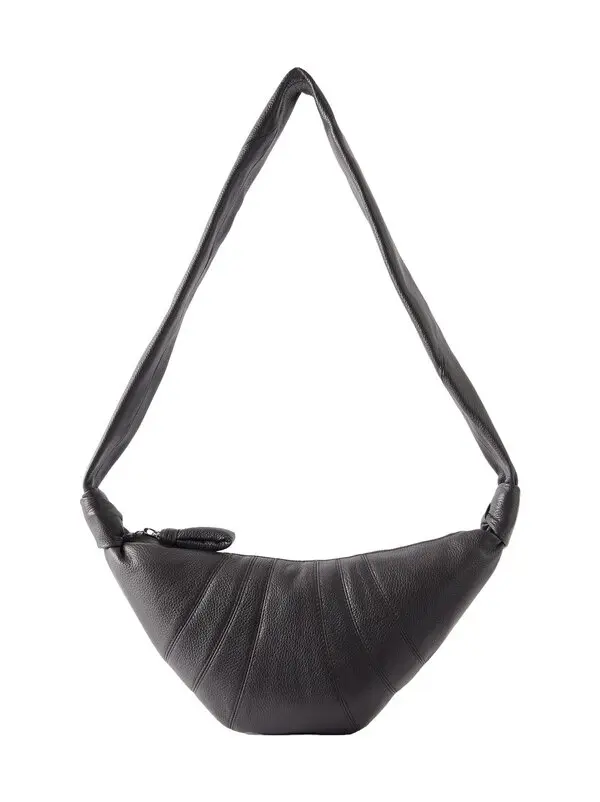 LEMAIRE Croissant Small Paneled Textured-leather Shoulder Bag - Brown