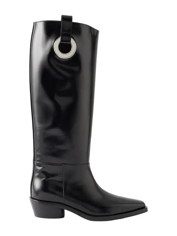 Proenza Schouler Bronco Grommet Embellished Leather Knee-high Boots - Black
