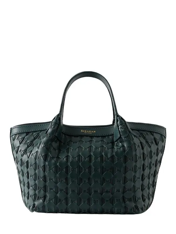 SERAPIAN Secret Mosaico Leather Tote - Green