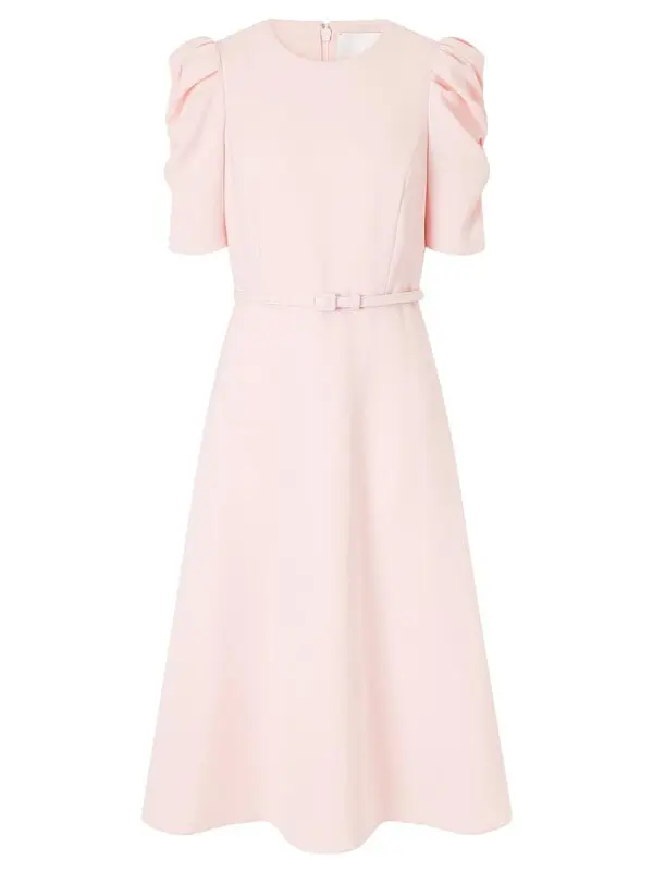 Carolina Herrera Belted Crepe Midi Dress - Pink