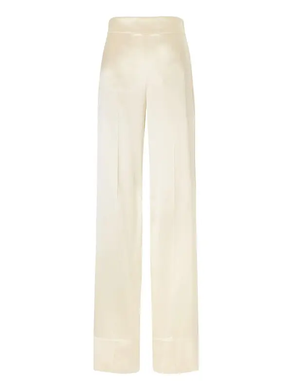 JOSEPH Dijon Silk-satin Mid-rise Straight-leg Pants - Neutrals