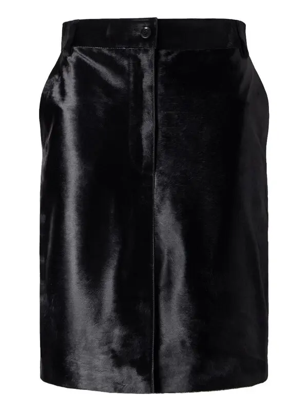 Loulou De Saison Debi Calf Hair Midi Skirt - Black