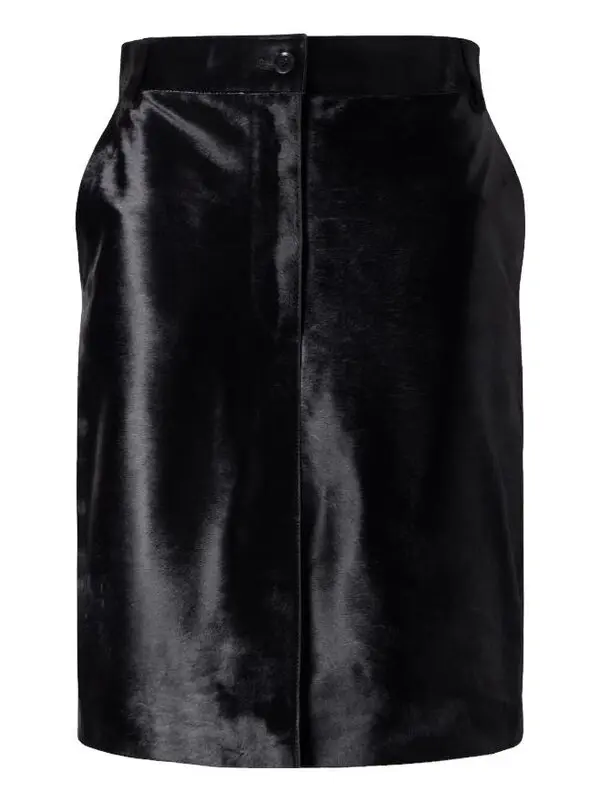 Loulou De Saison Debi Calf Hair Midi Skirt - Black
