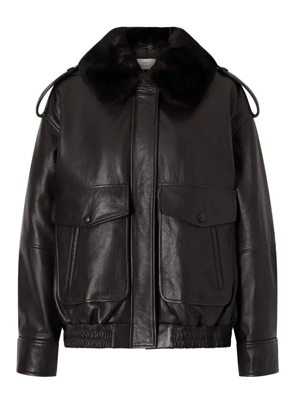 Loulou De Saison Russo Shearling-trimmed Leather Jacket - Brown