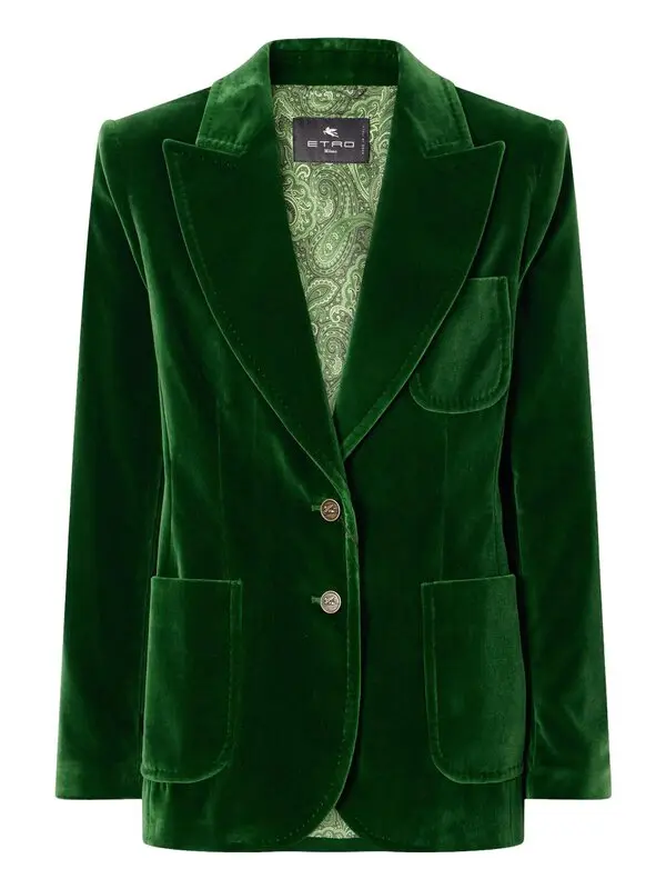 Etro Stretch-cotton Velvet Blazer - Green