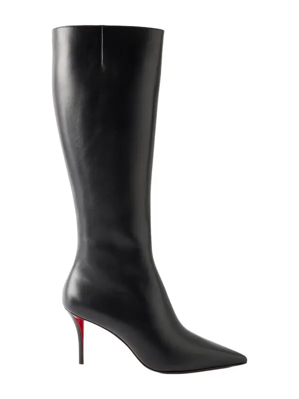 CHRISTIAN LOUBOUTIN Miss Z Botta 80 Leather Knee-high Boots - Black