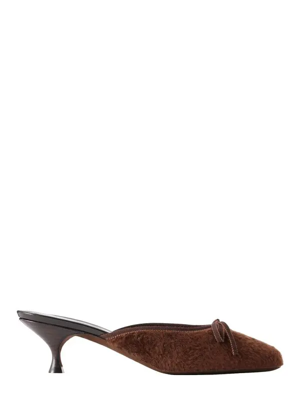 HERBERT LEVINE 24/7 50 Bow-detail Shearling Mules - Brown
