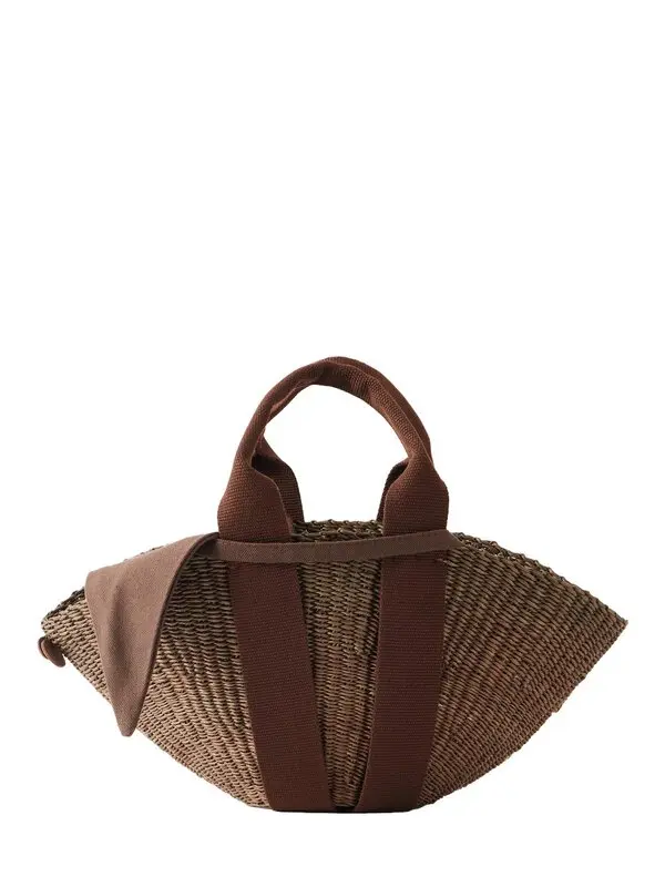 Muuñ Sophie Cotton-trimmed Raffia Mini Tote - Brown