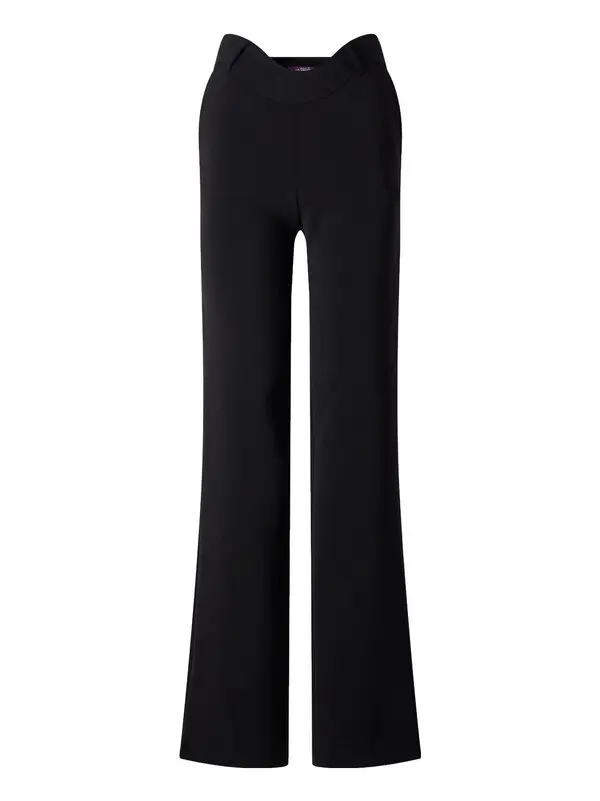 JEAN PAUL GAULTIER Wavy Crepe Mid-rise Wide-leg Pants - Black