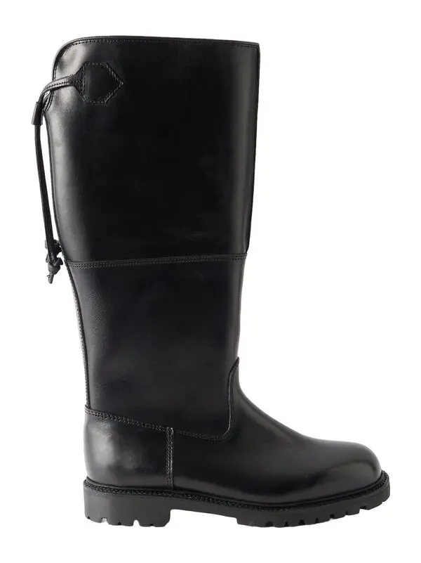 RIER Forest Leather Knee-high Boots With Lug Sole - Black