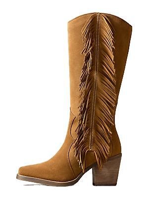 BOS & CO Waverly Water-resistant Suede Fringe Boots - Cognac