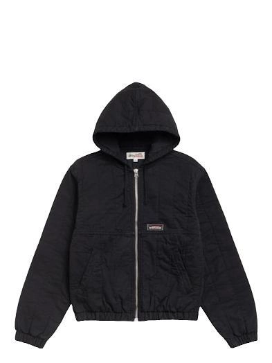 StÜssy Quilted Canvas Zip Up Jacket With Hood - Black