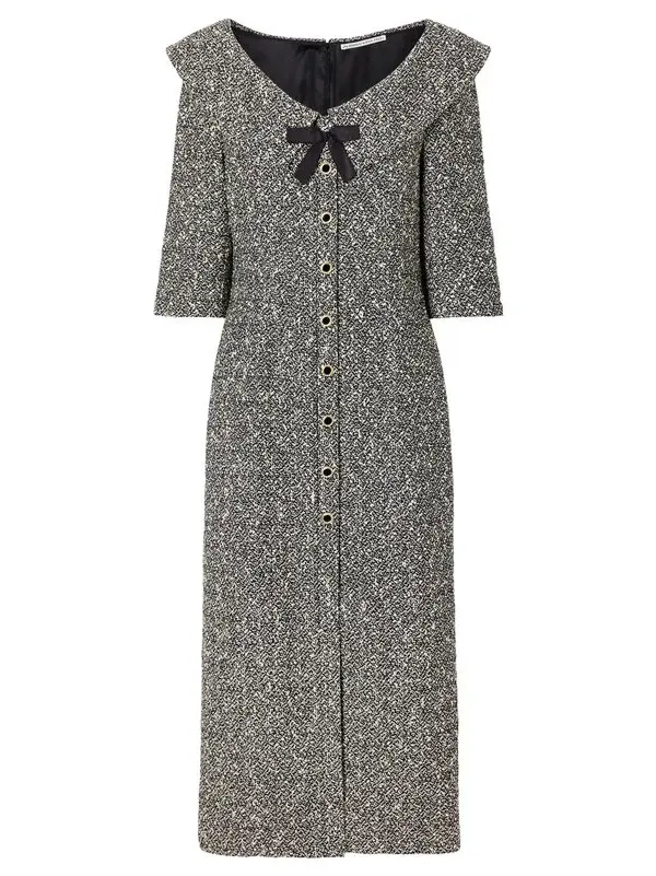 Alessandra Rich Tweed Midi Dress - Gray