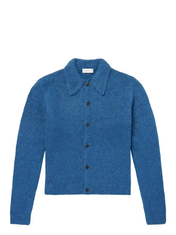Dries Van Noten Mora Cropped Alpaca-blend Cardigan - Blue