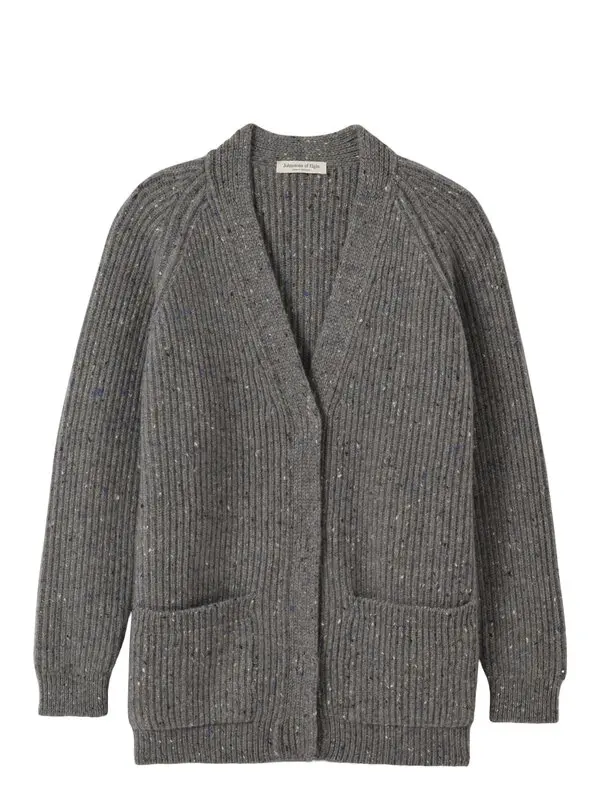 Johnstons Of Elgin Norah Ribbed Donegal Cashmere Cardigan - Grey