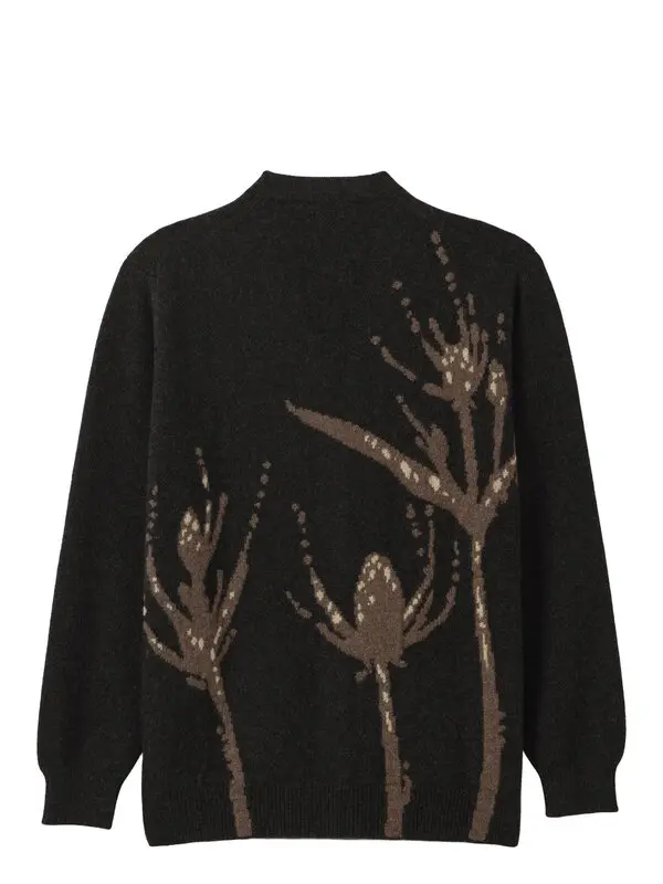 Johnstons Of Elgin Cashmere Cardigan With Wild Thistle Intarsia - Grey