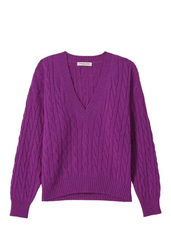 Johnstons Of Elgin Kylesku Deep V Cashmere Jumper - Purple