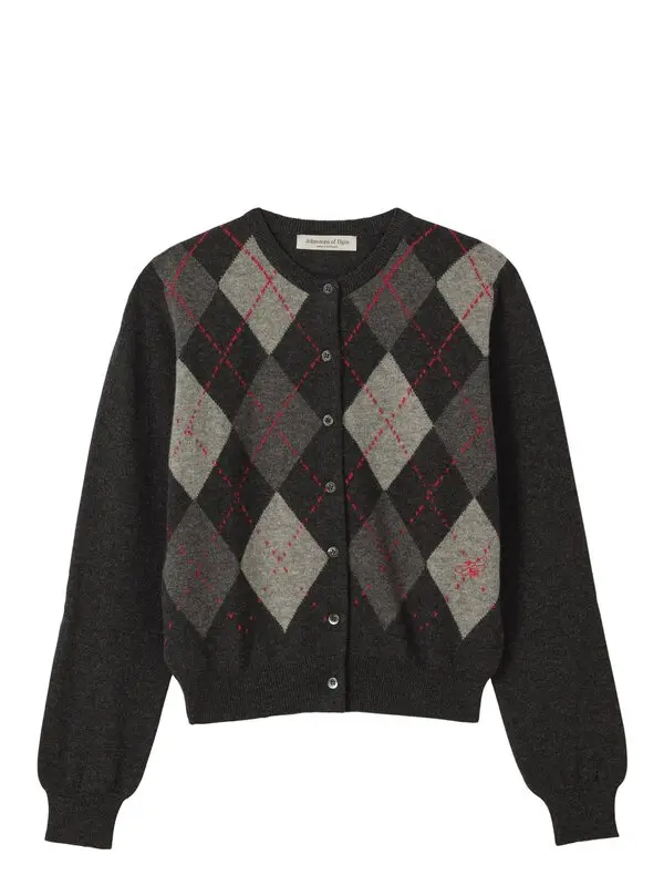 Johnstons Of Elgin Clan Argyle Cashmere Cardigan - Grey