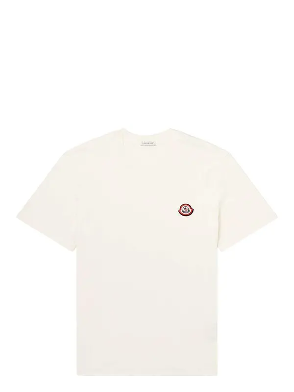 Moncler Logo-appliqué Cotton-jersey T-shirt - Cream