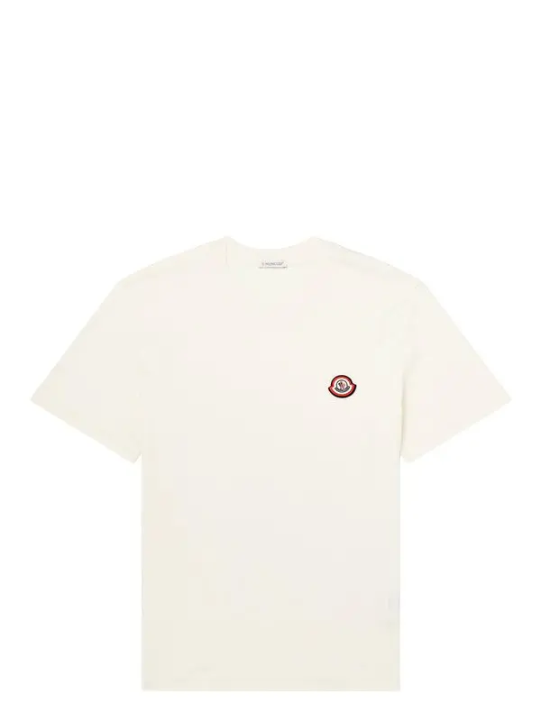 Moncler Logo-appliqué Cotton-jersey T-shirt - Neutrals