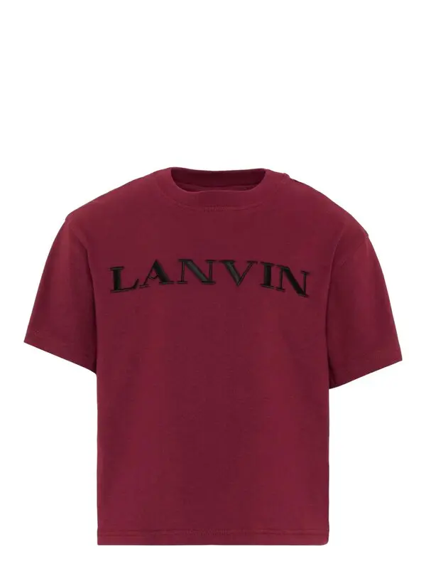 LANVIN Logo Embroidered Crewneck T-shirt - Wine Red