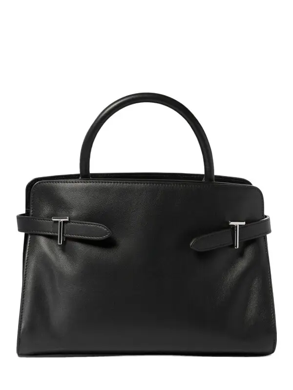 LE TANNEUR Structured Top Handle Tote Bag - Black