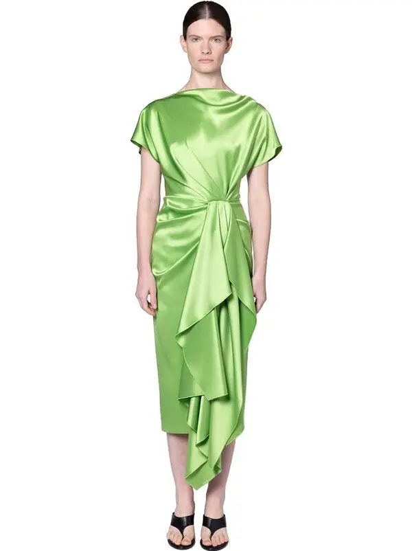 ROKSANDA Satin Draped Zoa Midi Dress - Meadow