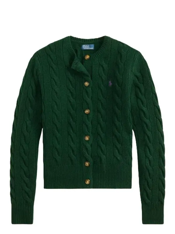 Polo Ralph Lauren Pony-embroidered Cable-knit Cardigan - Green
