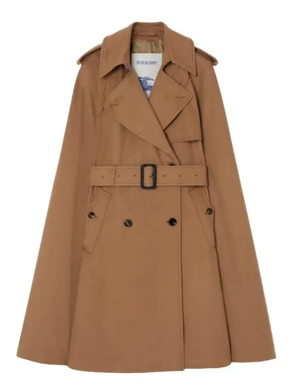 Burberry Cashmere Belmont Trench Cape - Camel Brown