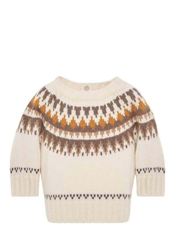 Moncler Geometric Jacquard Wool Cashmere Blend Jumper For Baby Boys - White