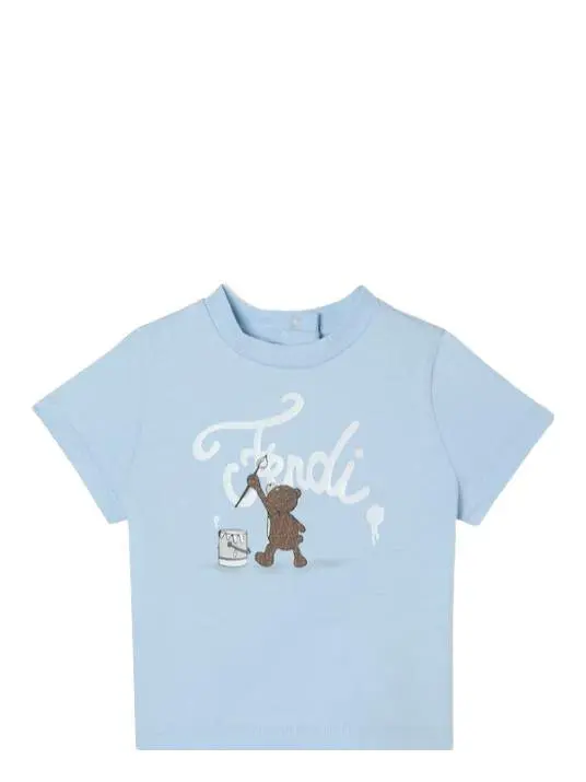 Fendi Bear Cotton T-shirt - Light Blue