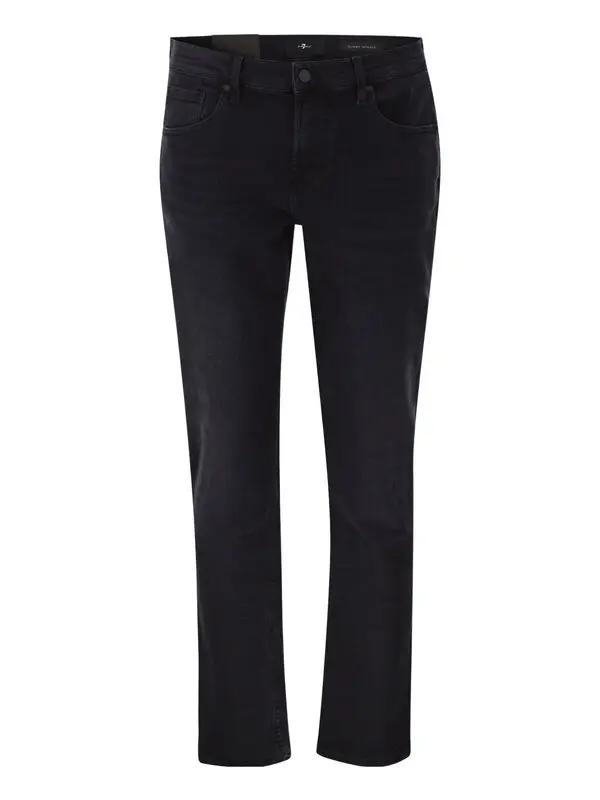 7 For All Mankind Slimmy Tapered Low Jeans In Denim - Black