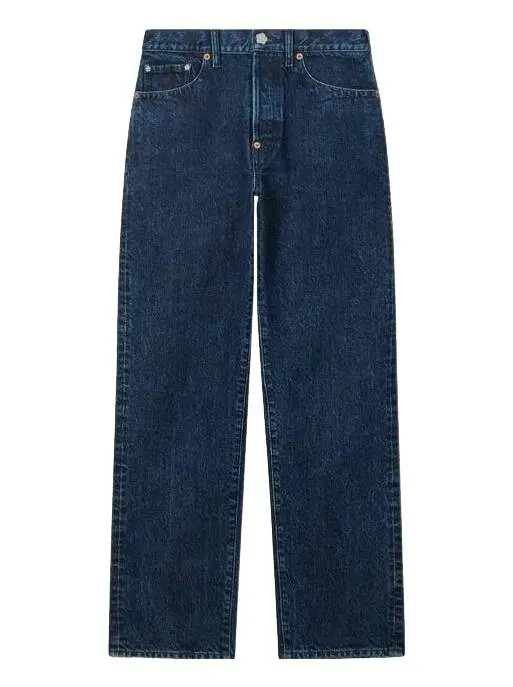 Kenzo Signature Straight Leg Jeans In Japanese Denim - Medium Stone Blue