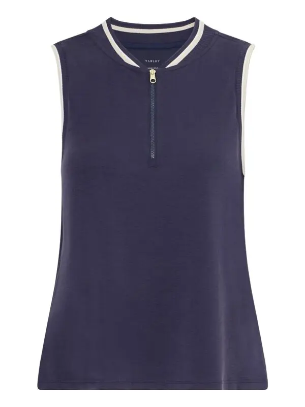 Varley Sleeveless Sports Tank Top With Half Zip And Rib Trim - Black
