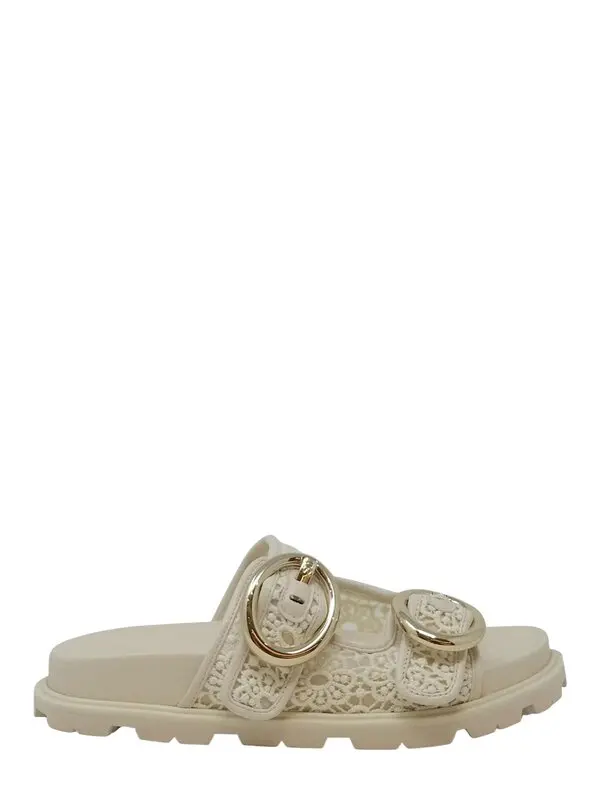 STUART WEITZMAN Flat Slippers With Open Toe And Buckled Detail - Ivory